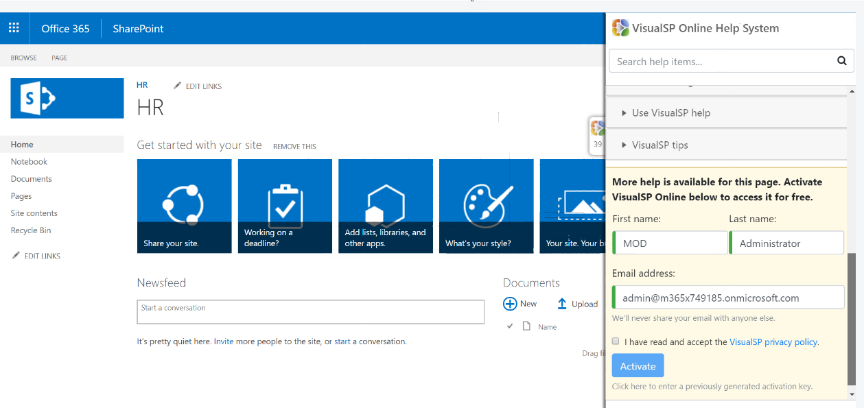 Activate VisualSP Online – VisualSP Support