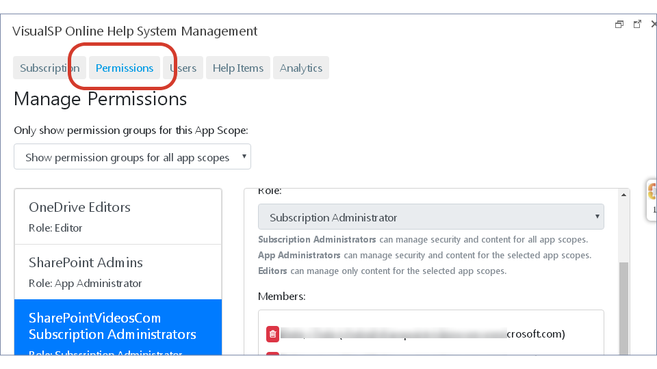 Managing Permissions – VisualSP Support